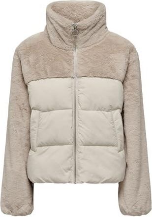 Only Onlwanja Fur Tampon Mix Jacket Cc Otw Femme Veste, Beige clair, L