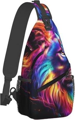 Generic Durable Sacoche Homme Bandouliere Art color&eacute; de lunivers du lion Sacs &agrave; Bandouli&egrave;re Antivol Sac DEpaule pour Camping Randonn&eacute;e Homme