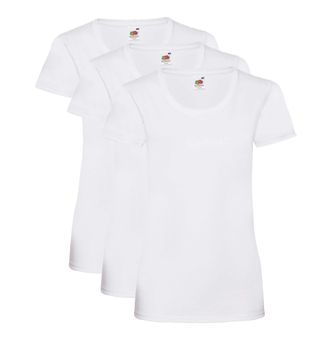 Fruit Of The Loom Damen Valueweight T-Shirt 3 Pack, Wei&szlig;, 46(Herstellergr&ouml;&szlig;e:XXL)