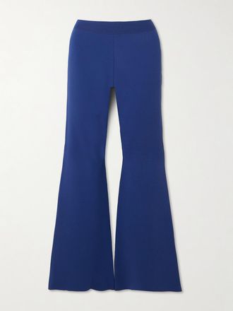 Stella McCartney Pantalon Évasé Raccourci En Mailles Stretch - Bleu