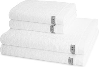 ROSS 4 teiliges Frottier-Set - Sinfonie (2 X Handtuch 2 X Duschtuch im Set) - 500 g/m2 - Baumwolle - Walkfrottee - saugstark - weich und flauschig - Weiß