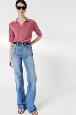 Gerard Darel Polo en lin m&eacute;lang&eacute; - LOULA - Bois de rose