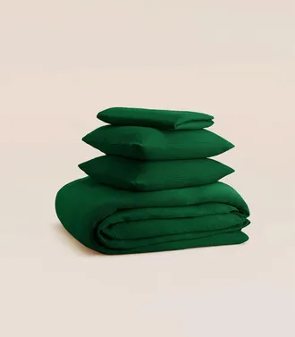 Tediber Parure - Gaze de coton - Marron - Douce et gaufr&eacute;e - Toute saison - Confectionn&eacute;e au Portugal - Tediber