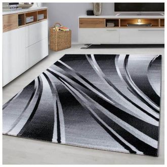 Allotapis Collection Allotapis - Tapis courbe moderne pour salon rectangle Jursic Noir 200x290