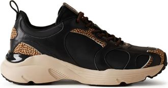 Borbonese Sneakers mit gemustertem Einsatz - Schwarz