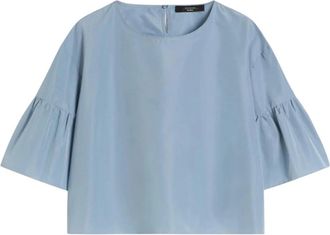 Max Mara Femme, Blouses et Chemises, Bleu, Taille: 38 FR Wkdbreak Ruffled Blouse