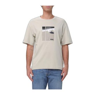 HUGO BOSS T-shirt imprim&eacute; tennis en coton Pima - Homme - Tops - Beige - Taille: L