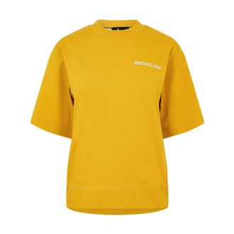 Moncler Grenoble Logo Besticktes T-Shirt - - Tops - Damen - Gelb - XS