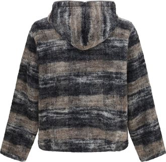 Our Legacy Checked Wool-Alpaca Blend Hooded Sweatshirt - Gray