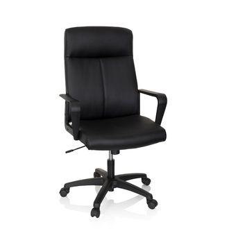 hjh OFFICE 738114 Bürosessel gepolstert LISSO Kunstleder Schwarz Bürostuhl Drehstuhl ergonomisch mit Rollen, höhenverstellbar