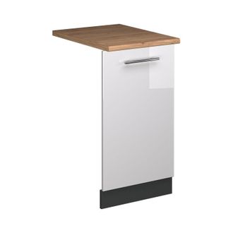 Vicco Façade de lave-vaisselle Fame-Line, Blanc Haute brillance, 45cm, pt Chêne Vicco