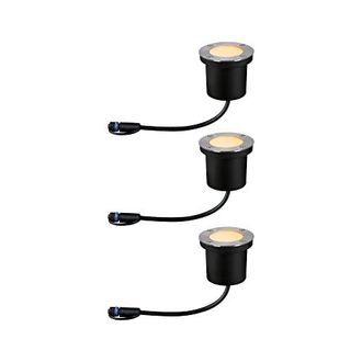 Paulmann 94717 Plug & Shine LED Au&szlig;enleuchte Bodeneinbauleuchte Floor 3er-Set insektenfreundlich IP67 2200K 3x4,5W Anthrazit rund Metall