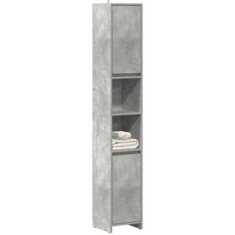 vidaXL Vidaxl - Armoire murale de salle de bain gris b&eacute;ton 30x30x183,5 cm - Bois ding&eacute;nierie - 2 portes - Tiroir - Fixation murale incluse