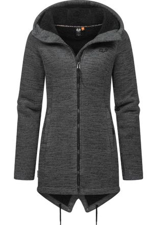 Ragwear Kapuzenstrickjacke Wingi Melange Sportliche Kapuzenjacke mit Teddy-Kunstfell