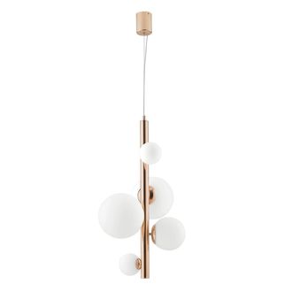 Luce-Ambiente-Design Hera Gold Metal Suspension Five White Glass Diffusers