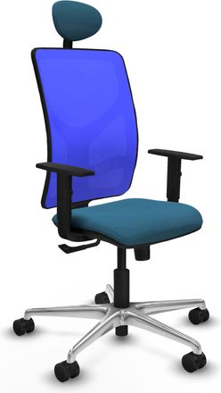 Piqueras y Crespo B&uuml;rostuhl XXL mit 1D-Armlehnen, h&ouml;henverstellbarer Lendenwirbelst&uuml;tze und festem Kopfteil, ausgestattet mit Sincro 3 Positionen und Schneideschaum, Bl