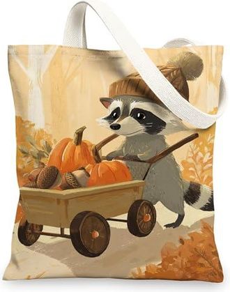 Generic Sacs fourre-tout en toile avec motif animal mignon - Sacs dépicerie réutilisables, légers et lavables avec bandoulière pour salle de sport, extérieur,