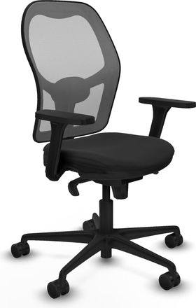 Piqueras y Crespo B&uuml;rostuhl aus schwarzem Kunstleder, mit 3D-Armlehnen, h&ouml;henverstellbare Lendenwirbelst&uuml;tze, mit 5 Positionen und injiziertem Schaumstoff, Grau/Schwarz