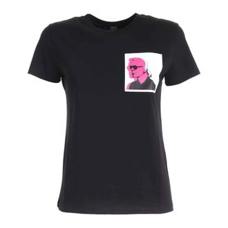 Karl Lagerfeld Legend Double Print T-Shirt - - Tops - Damen - Schwarzk - M