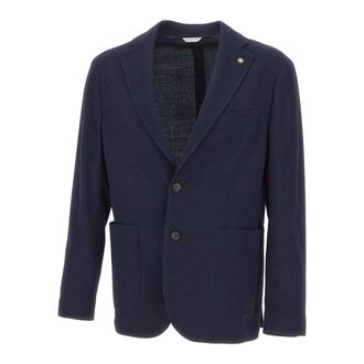 Manuel Ritz Homme, Vestes, Bleu, Taille: XL Blazer en m&eacute;lange de laine textur&eacute;