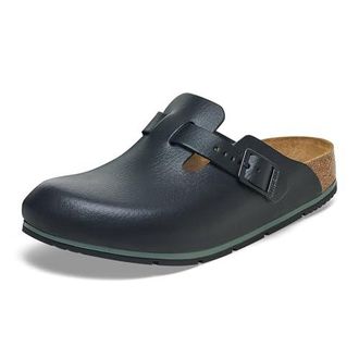Birkenstock Boston Pro Sabots en cuir - Chaussures de travail certifi&eacute;es de haute qualit&eacute; pour la m&eacute;decine, la restauration et le service, Noir, 44 EU Schmal