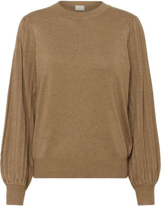 Kaffe Femme, Pulls, Brun, Taille: 46 FR Pull en Tricot Confortable à la Noix de Coco Grillée