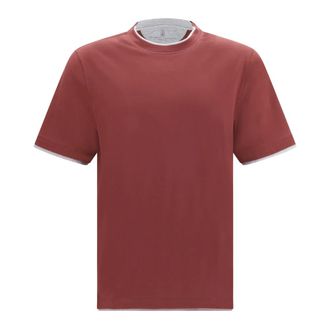 Brunello Cucinelli T-Shirt mit Fake-Layering-Effekt - - Tops - Herren - Braun - S