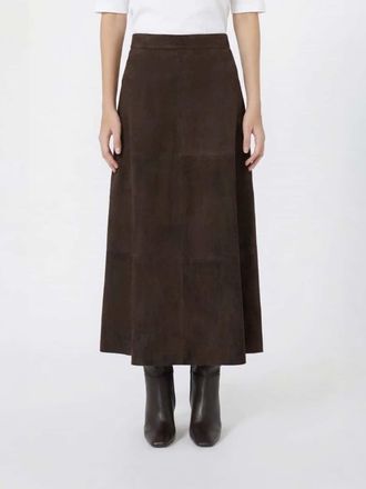Max Mara S Max Mara Midi-Rock in A-Linie aus Veloursleder mit hoher Taille