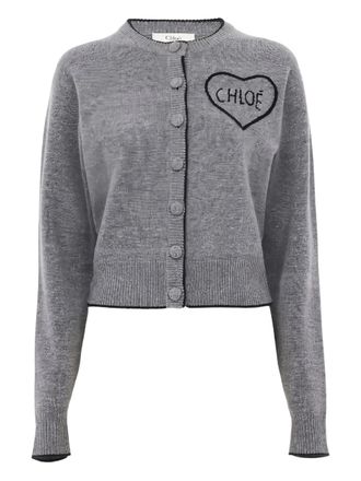 Chlo&eacute; cardigan &agrave; appliqu&eacute; coeur - Gris