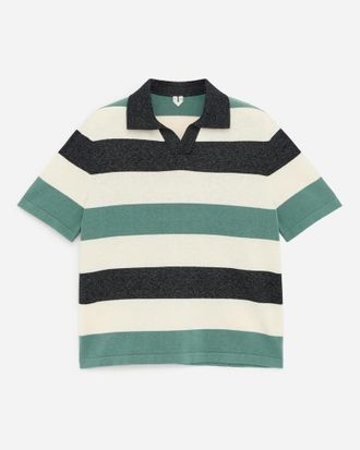 Arket Poloshirt Mit Blockstreifen -Wei&szlig;