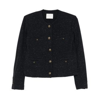 Circolo 1901 Femme, Vestes, Bleu, Taille: 38 FR Veste en tweed en mélange de laine