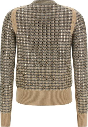Ermanno Scervino Sequin-Embellished Check Knit Cardigan - Beige