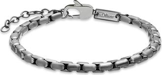 s.Oliver Herren Bracelet - Armband aus mattiertem Edelstahl - IP Gun - Venezianerkette verstellbar bis 22 cm - wasserfest & hautfreundlich