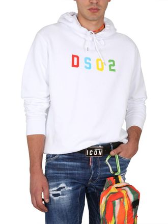 Dsquared2 Cotton Drawstring Hood Sweatshirt - White