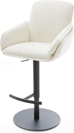 DELIFE Barstuhl Luan-Flex Boucl&eacute; Soft Beige Drehfu&szlig; h&ouml;henverstellbar Metall Schwarz, Barst&uuml;hle