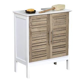 Evideco Waschbeckenunterschrank - 2 T&uuml;ren und 1 Ablagefl&auml;che - Effekt : Gealterte Eiche