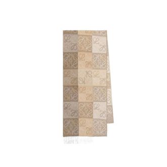 Loewe Femme, Accessoires, Beige, Taille: ONE Size Wool and Cashmere Scarf