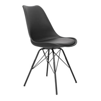 AC Design Furniture Emanuel Lot de 2 chaises de Salle à Manger, l 48,5 x H 85,5 x P 54 cm, Noir/Noir, PU/métal