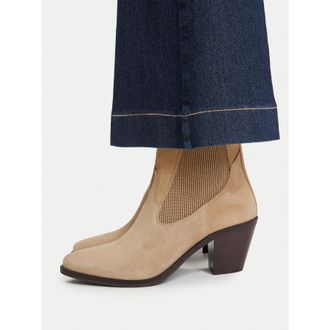 Tommy Hilfiger Stiefeletten Tommy Hilfiger Suede Western Chelsea Boot FW0FW09581 Beige