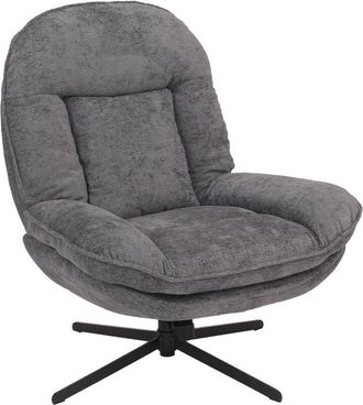 Hhg Relaxsessel HHG-187, Fernsehsessel Nosagfederung Polstersessel, drehbar Metall Stoff/Textil Chenille (370 g/m²) grau
