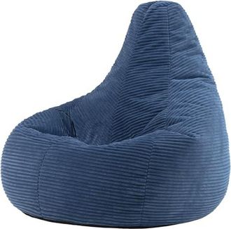 Icon Brand Dalton Pouf Velours C&ocirc;tel&eacute;, Pouf Poire avec Remplissage, Fauteuil Salon Confortable, Fauteuil Chambre, Meuble Salon, Decoration Chambre, Bleu Jeans