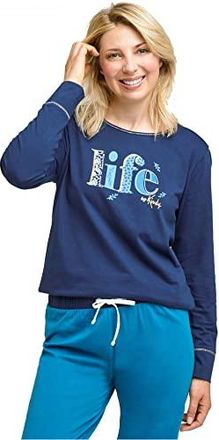 Kindy Pyjama Long en Coton Life Fleuri - Couleur - Marine Bleu - Taille - 4/Large