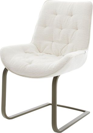 DELIFE Schwingstuhl Taimi-Flex Freischwinger flach Effektfinish Titan Bouclé Soft Beige