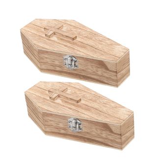 Pretyzoom Halloween Sargbox Organizer Holz Schmuckk&auml;stchen 2 St&uuml;ck Kleiner Sargschachtel f&uuml;r Schmuck S&uuml;&szlig;igkeiten Snacks Haustier Asche Dekorative Erinnerung Auf