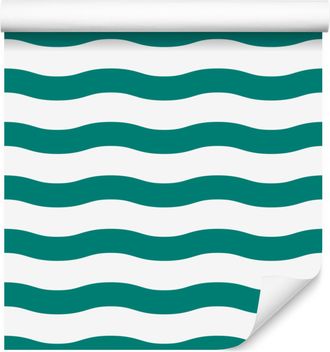 OEM Carta Da Parati A Righe Turchese, Bianca, Celadon E Verde Mare 50x1000 Cm