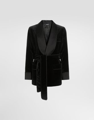 Dolce & Gabbana Jacke Sicilia Light Aus Samt - Mann Anz&uuml;ge Und Blazer Schwarz 46