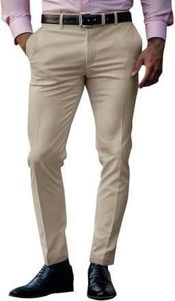 Generic Pantalon chino pour homme - Pantalon chino en tissu - &Eacute;l&eacute;gant - Pour le travail - Coupe ajust&eacute;e - Coupe droite classique - Baggy - Taille S &agrave; 3XL, kak