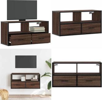 vidaXL Vidaxl - TV-Schrank Braun Eiche 80x31x39,5 cm Holzwerkstoff und Metall
