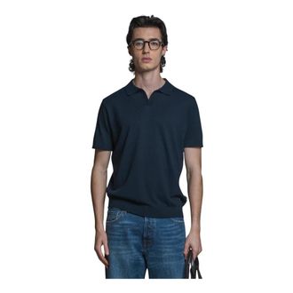 IMPURE Strick-Poloshirt mit kurzen &Auml;rmeln - - Tops - Herren - Blau - M