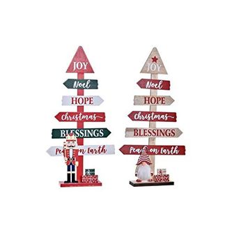 DKD Home Decor Marken-Dekoration, wei&szlig;, rot und gr&uuml;n, aus MDF-Holz (17 x 5 x 36,5 cm) (2 St&uuml;ck)